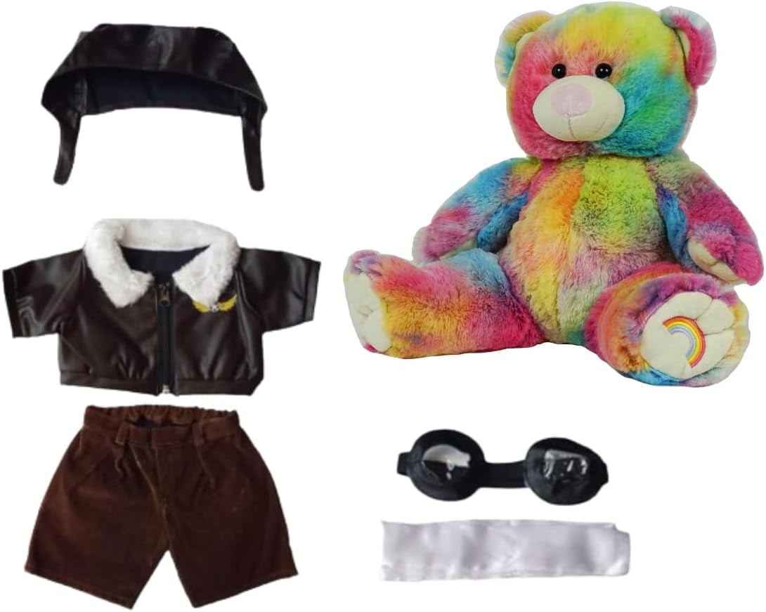 New Plush Gear Rainbow Bear - 16-Inch Stuffed Animal in Pilot Outfit ...