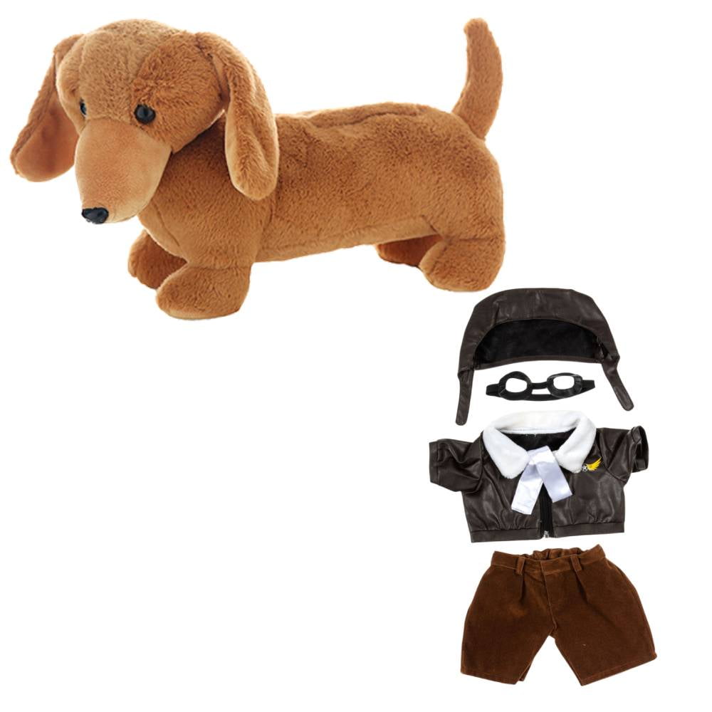 Plush Gear Weiner the Dachshund with Pilot Helmet, Goggles & Scarf, 16 ...