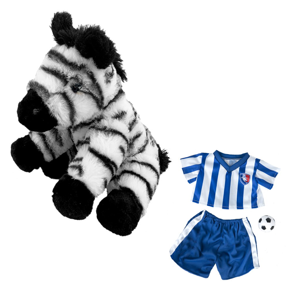 Plush Gear Ziggy the Zebra 8" Plush Toy with Soccer Uniform and Soccer ...