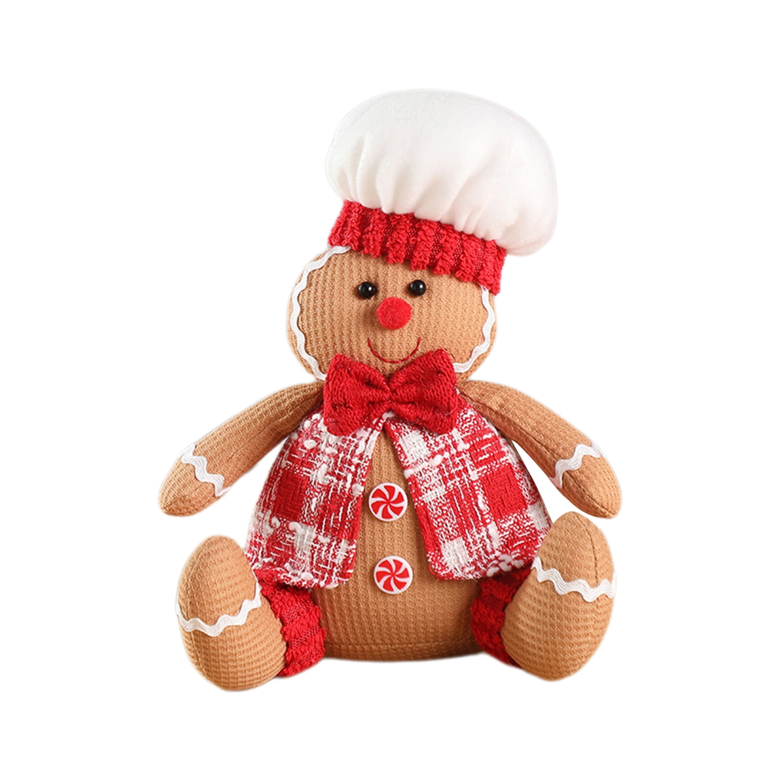 Plush Gingerbread Man Doll Stuffed Christmas Decor Soft Pillow Sitting ...