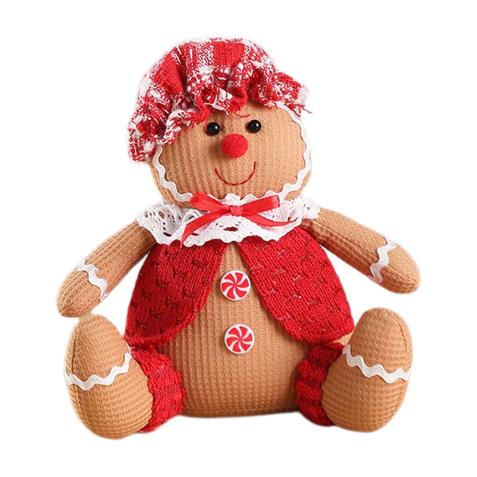 Plush Gingerbread Man Doll Stuffed Christmas Decor Soft Pillow Sitting ...
