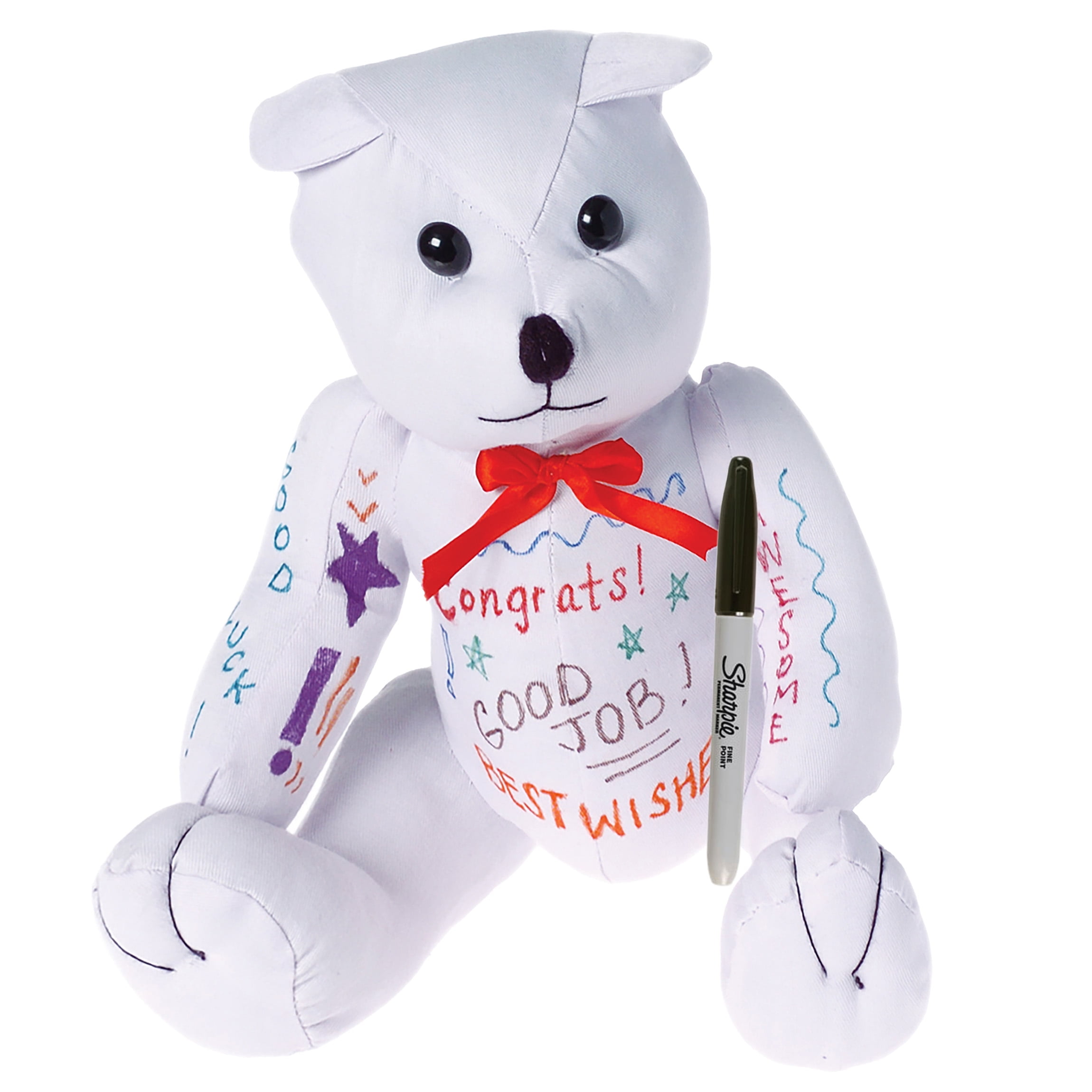 U.S. Toy Plush Autograph Teddy Bear Bundle with Sharpie Fine Point ...