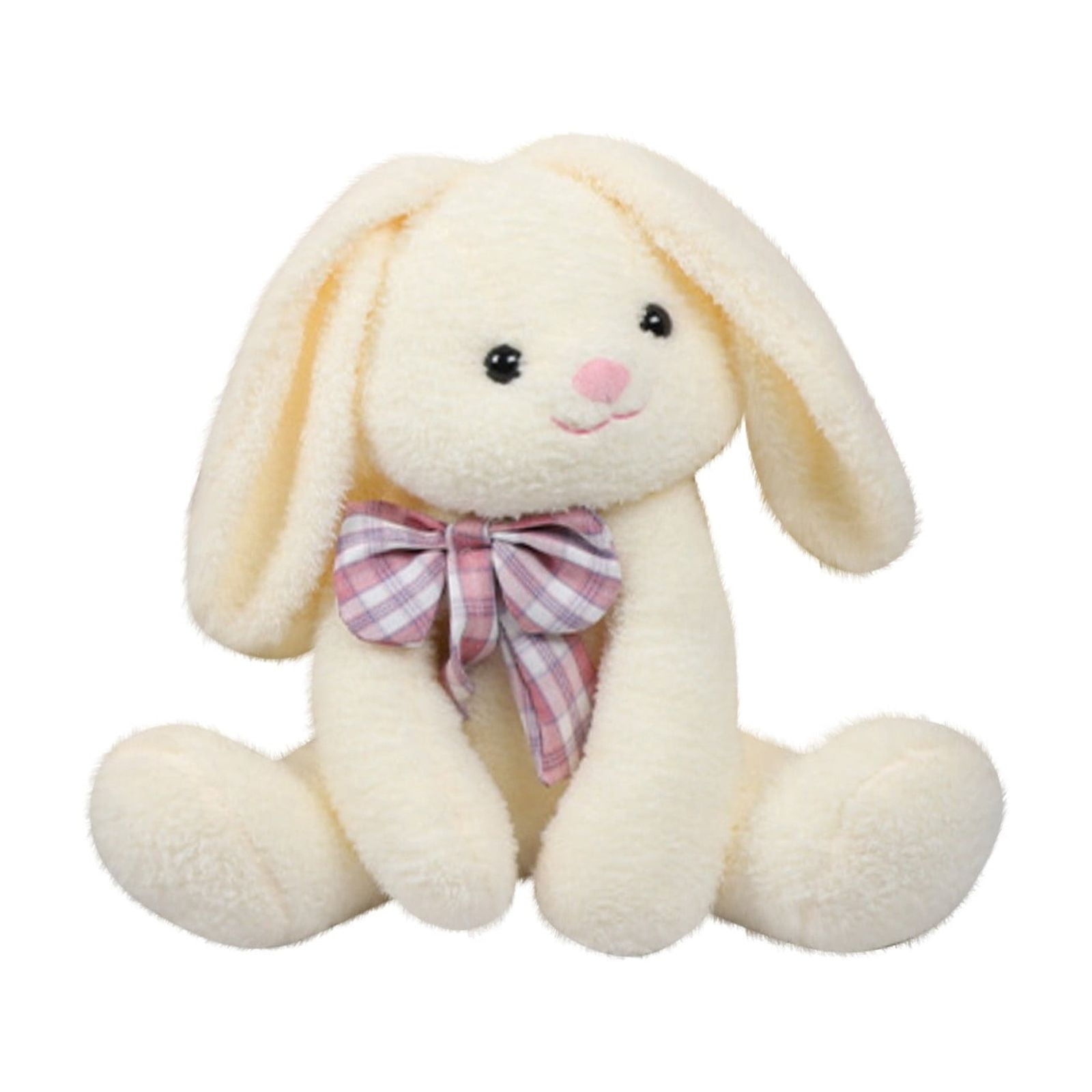 Plush Grey Bunny Stuffed Animal Toy with Long Ears and Pink Bow, Soft ...