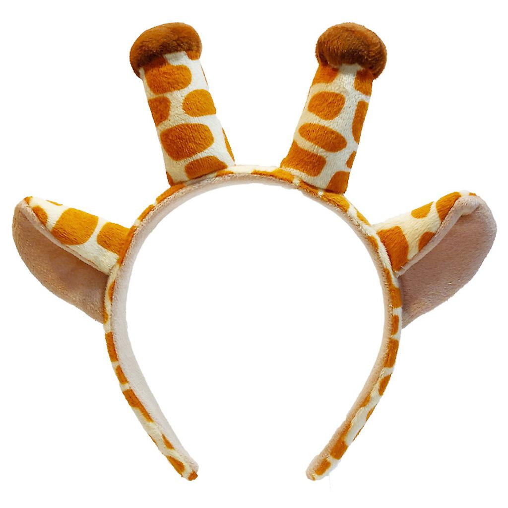 Plush Hair Hoop Giraffe Ears And Horns Headband Funny Animal Cosplay ...
