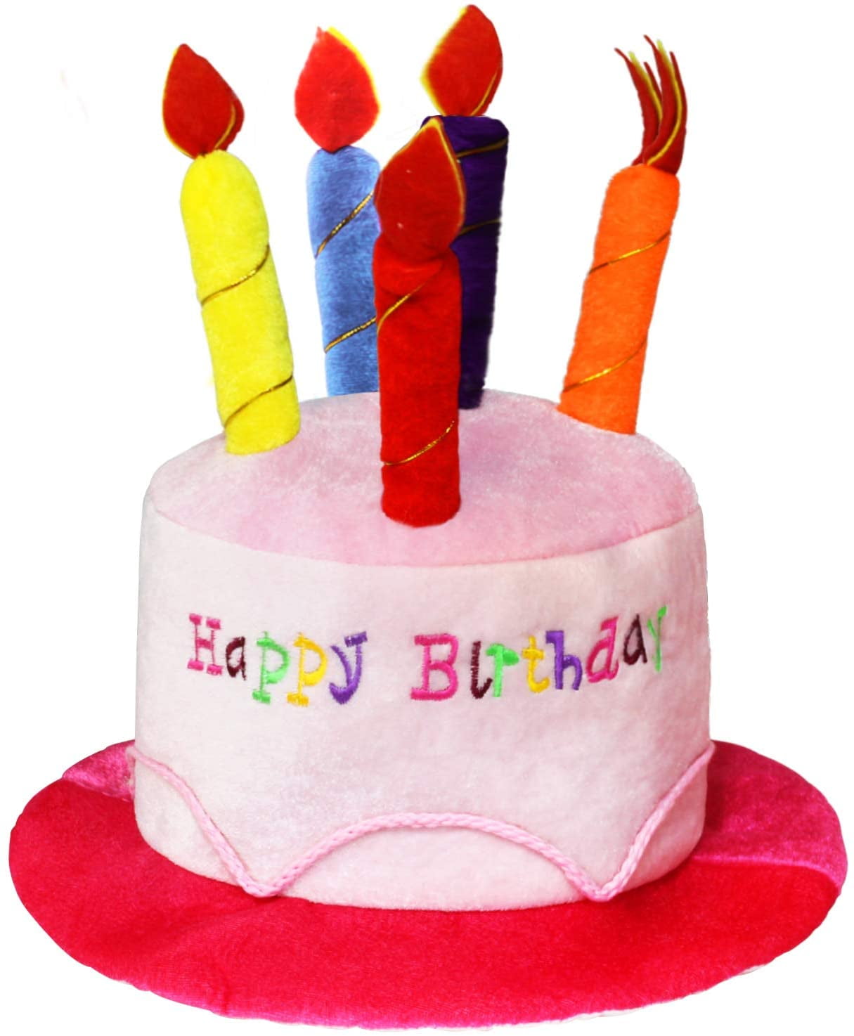 Plush Happy Birthday Cake Hat - Unisex Adult Size Fancy Dress Party ...