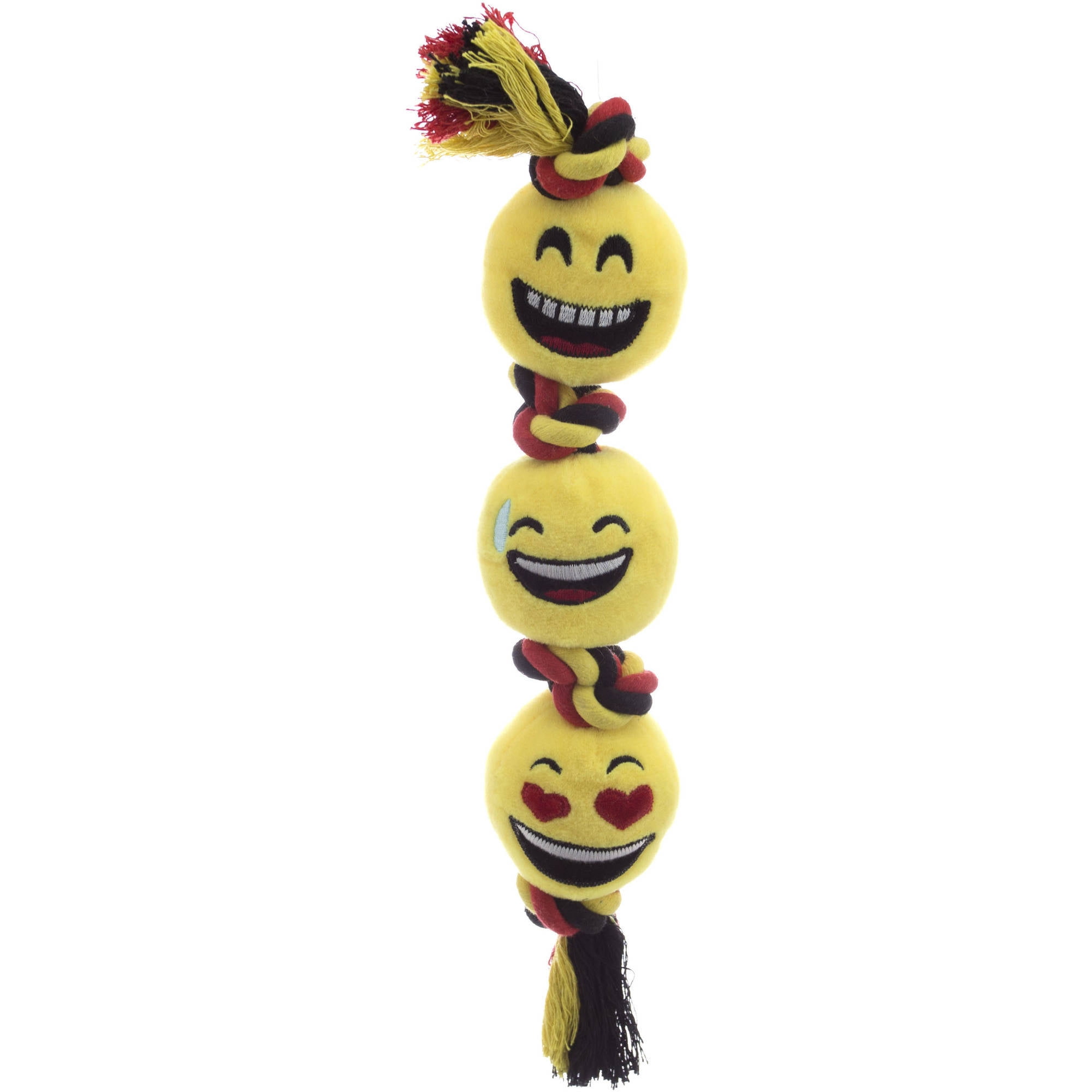 Plush Happy Face Soft Dog Squeaky Toy with Rope, 11" - Walmart.com