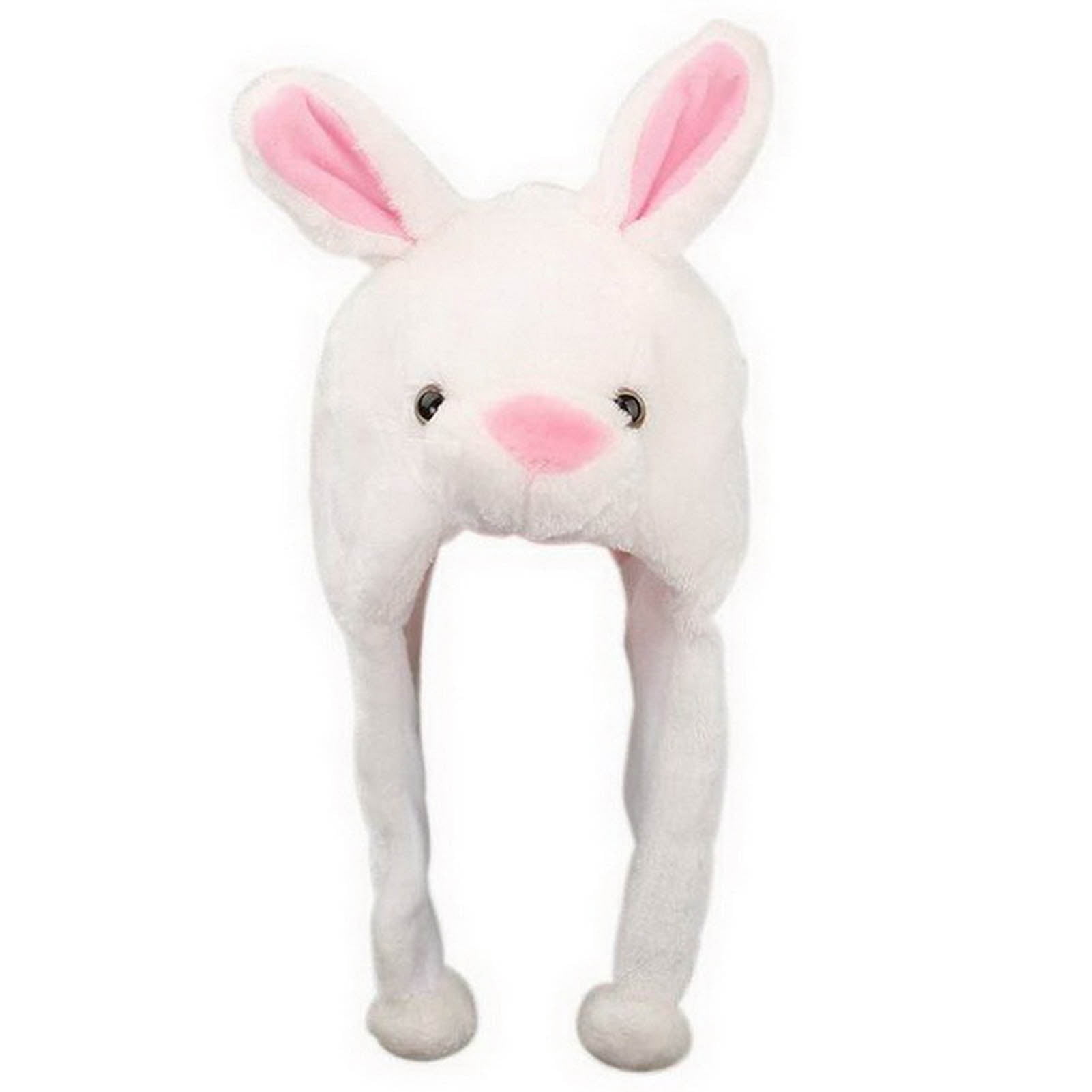 Plush Hat with Earflaps Soft Washable Movable Ears Animal Cap Costume ...