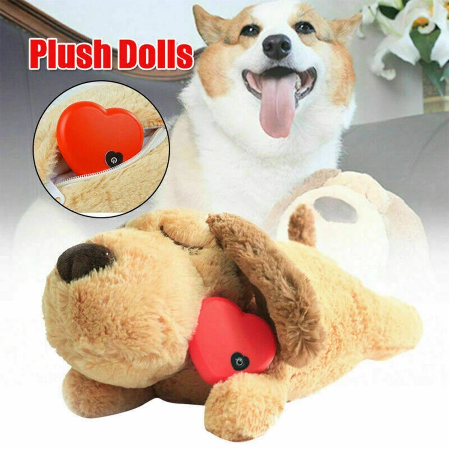 Plush Heartbeat Puppy Behavioral Training Toy Plush Pet Snuggle Anxiety ...