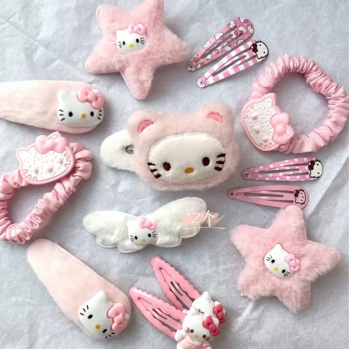 Plush Hello Kitty Hair Accessories Cute Side Hairpin Hair Rope ...