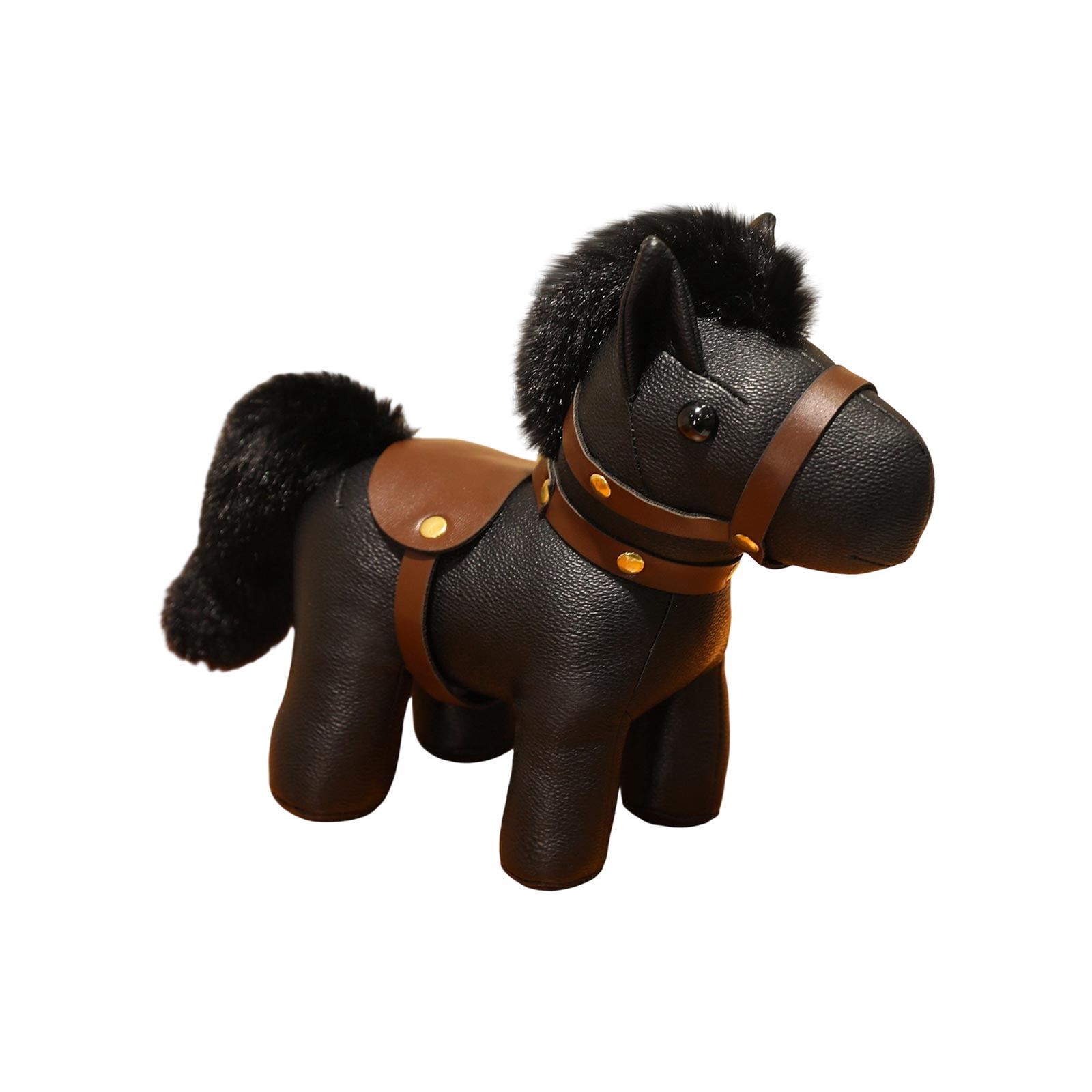 Plush Horse Stuffed Animal Toy With Faux Leather Saddle, Faux Fur Mane ...