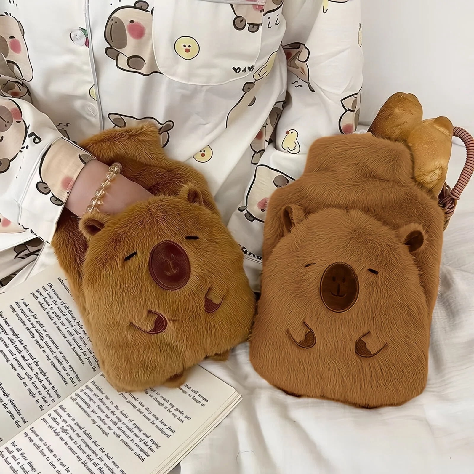 Plush Hot Water Bottle with 3D Capybara Detachable Washable Cover ...