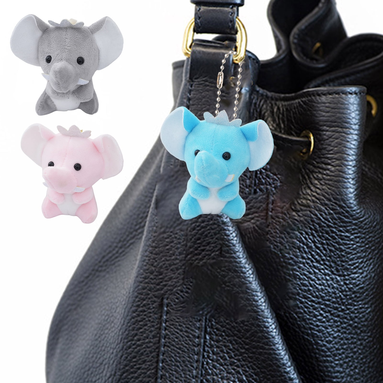 Plush Keychain Adorable Cartoon Elephant Plush Doll Eye-Catching Soft ...