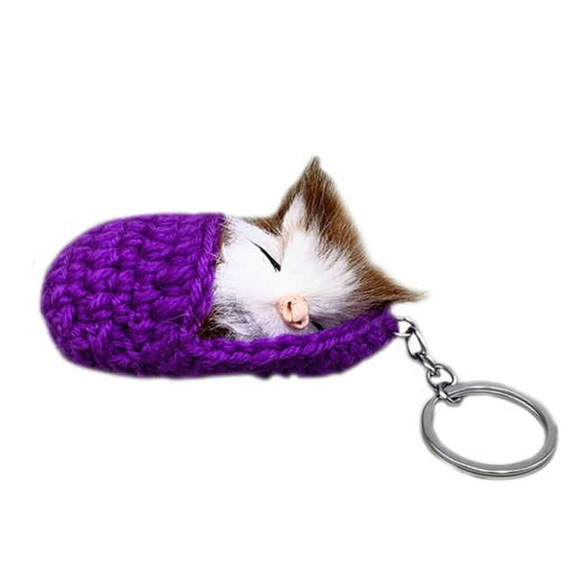 Plush Keychains Backpacks Cute Keyring Sleeping Cat Keychain Bag ...