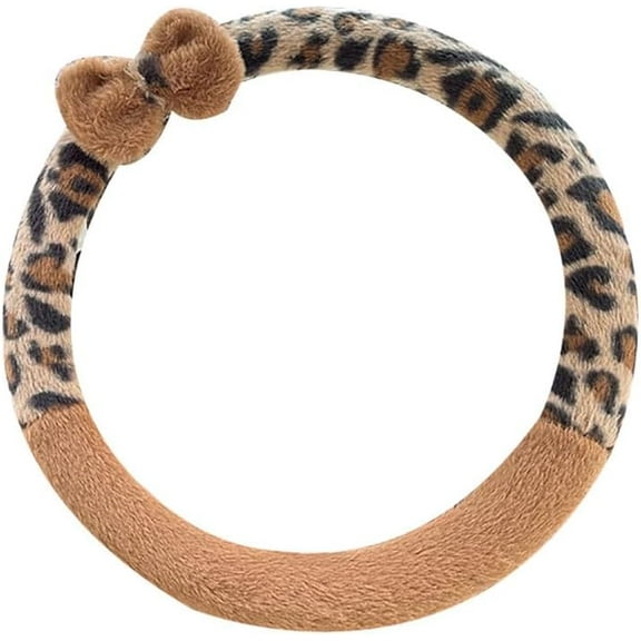 Universal 15 Inch Leopard Print D-Gray Steering Wheel Cover, Anti-Slip ...