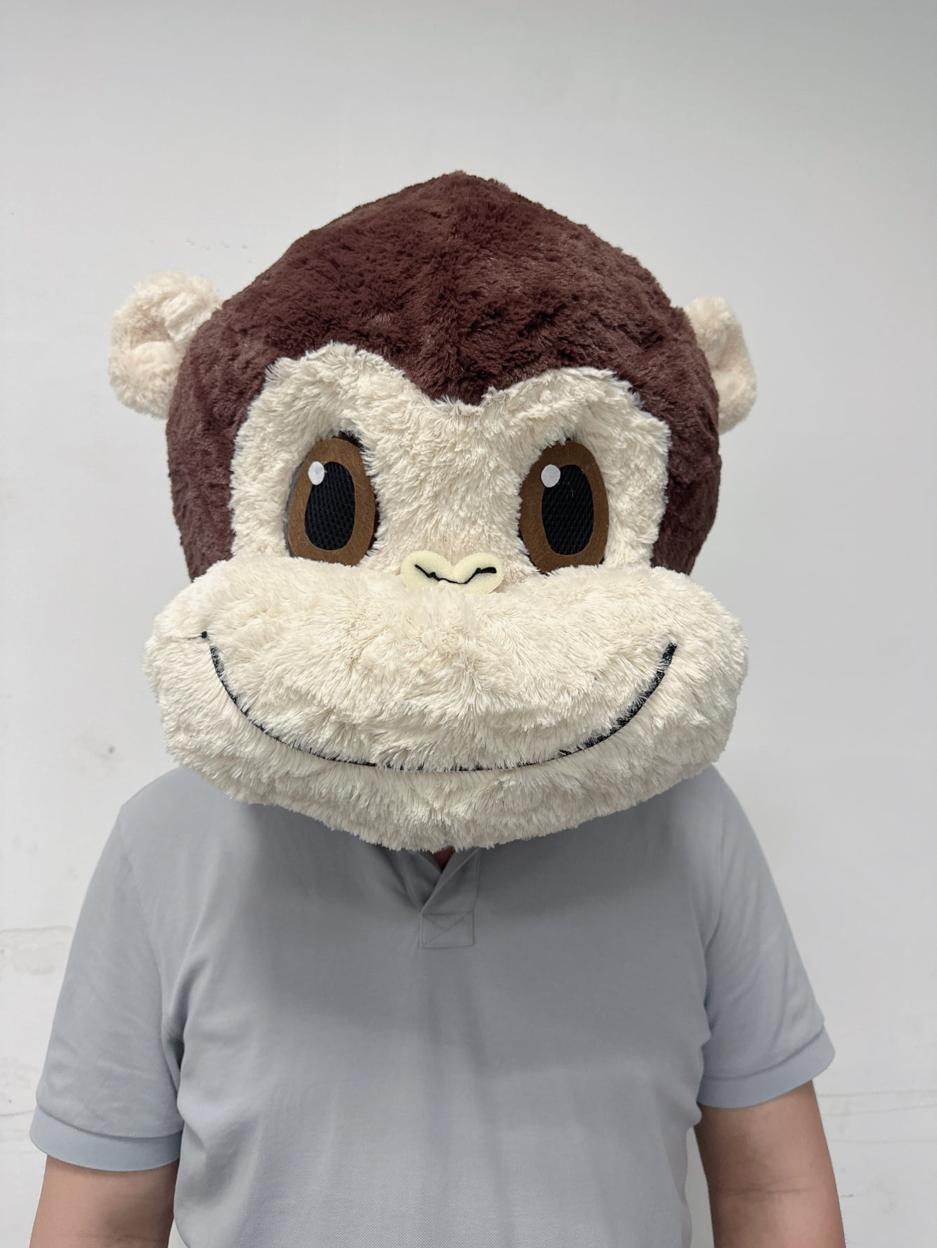Plush Monkey Head Mask Monkey Character Mascot Costume Head Adult ...