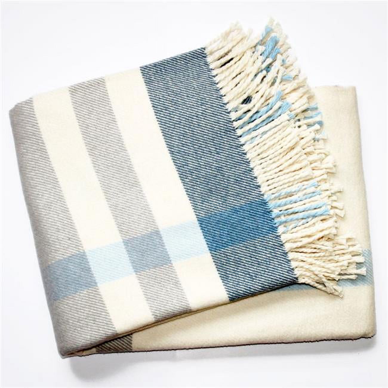 Plush Multi Blue Plaid Throw Blanket with Tassels - Walmart.com