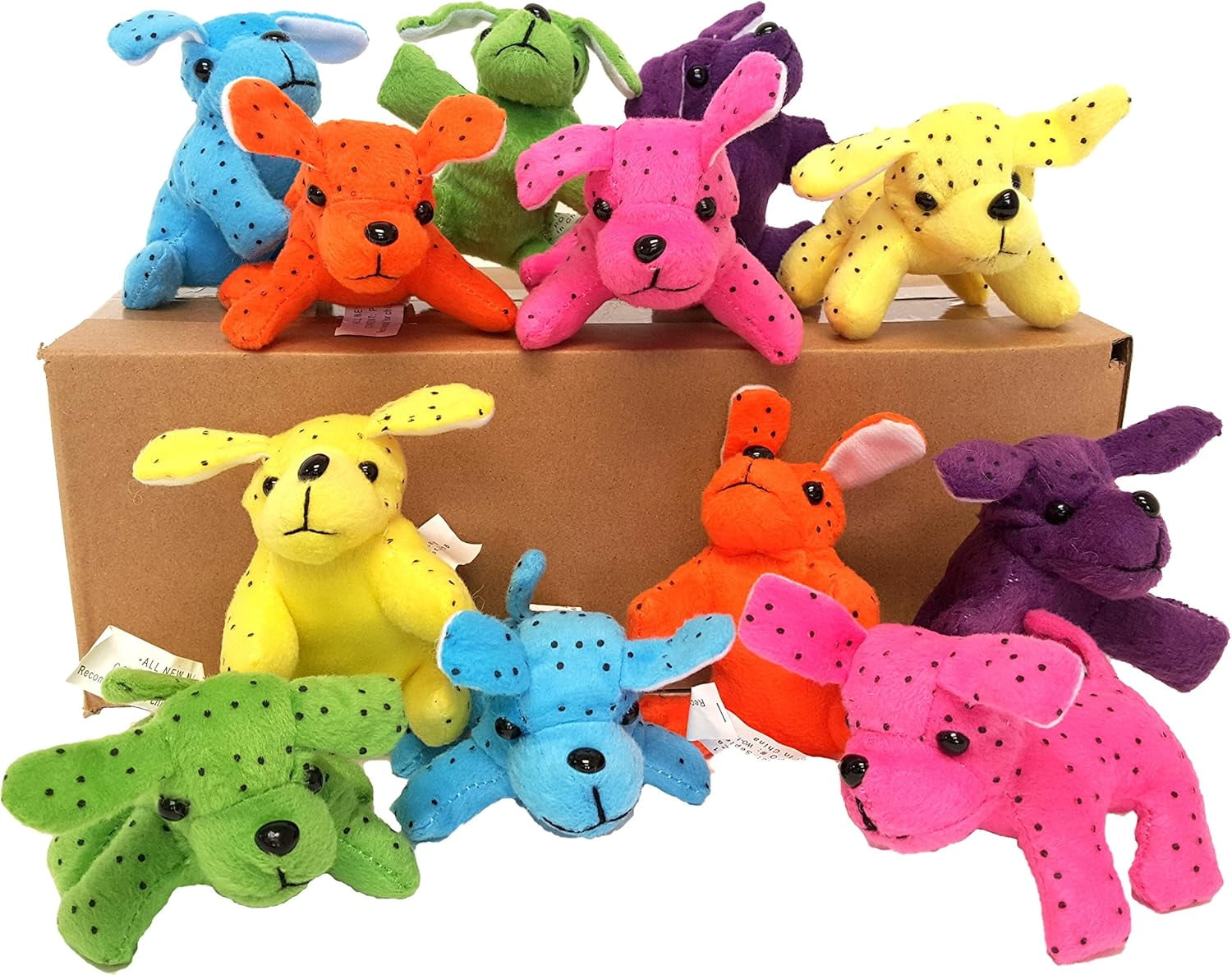 Plush Neon Dogs, Cute & Cuddly Plush Party Favors (12 Piece Pack ...