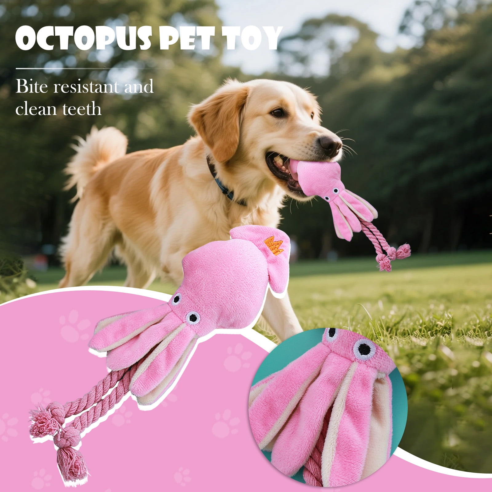 Plush Octopus Dog Toys Interactive Squeaky Dog Chew Toys for Small ...
