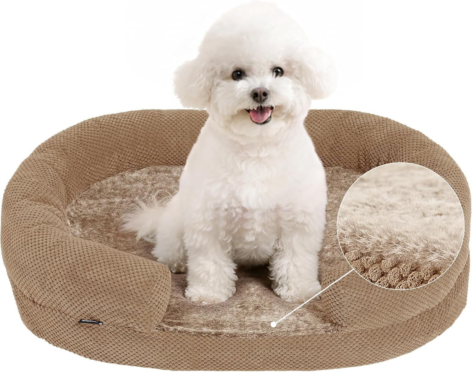Plush Orthopedic Pet Bed for Small Dogs & Cats, 28" Oval Dog Sofa with ...