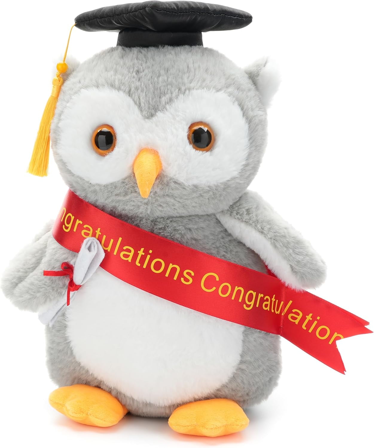 Plush Owl Stuffed Animal with Graduation Doctoral Tam Velvet Gold ...