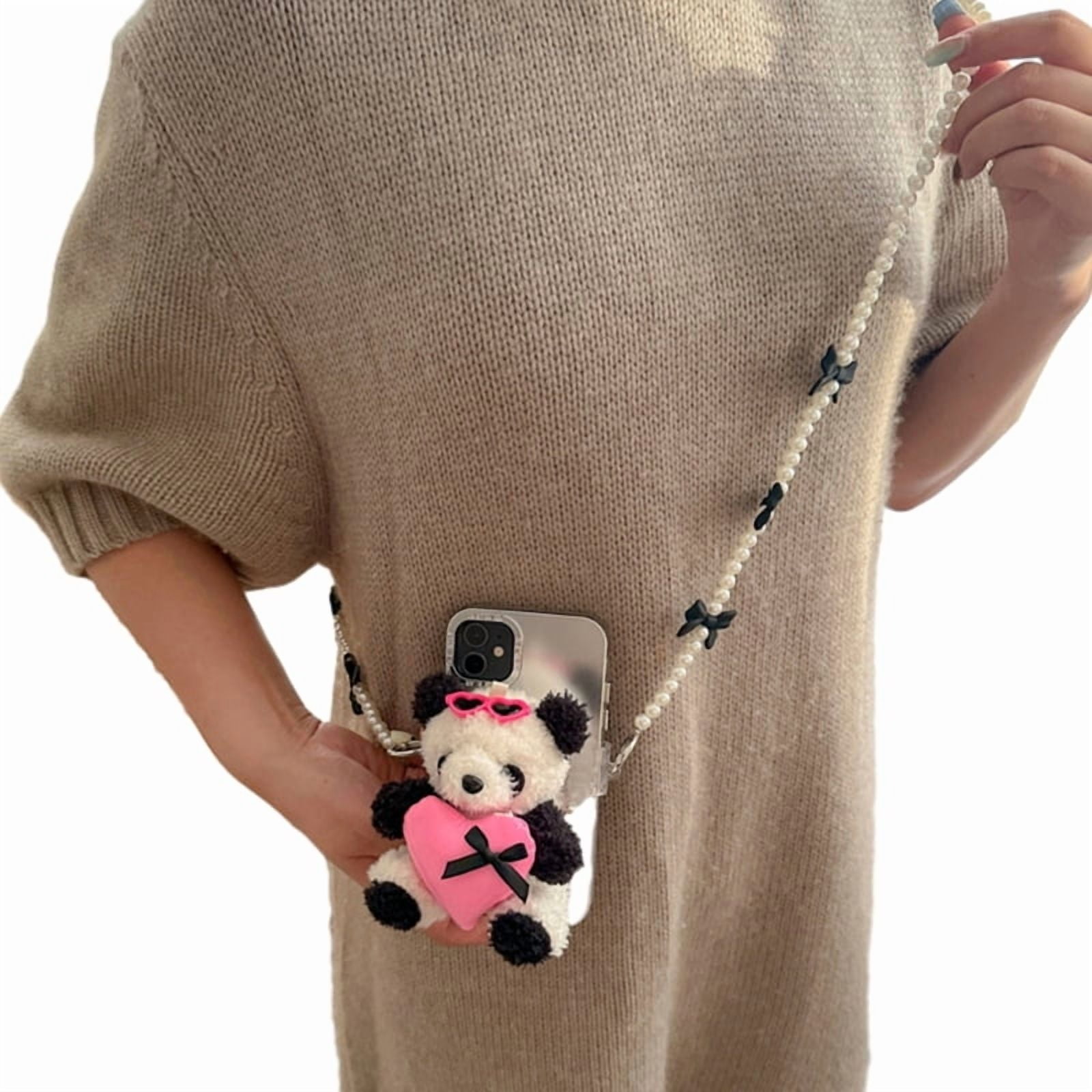 Plush Panda Charm Keychains Sweet Cute Pendant Car Keyring Phone ...