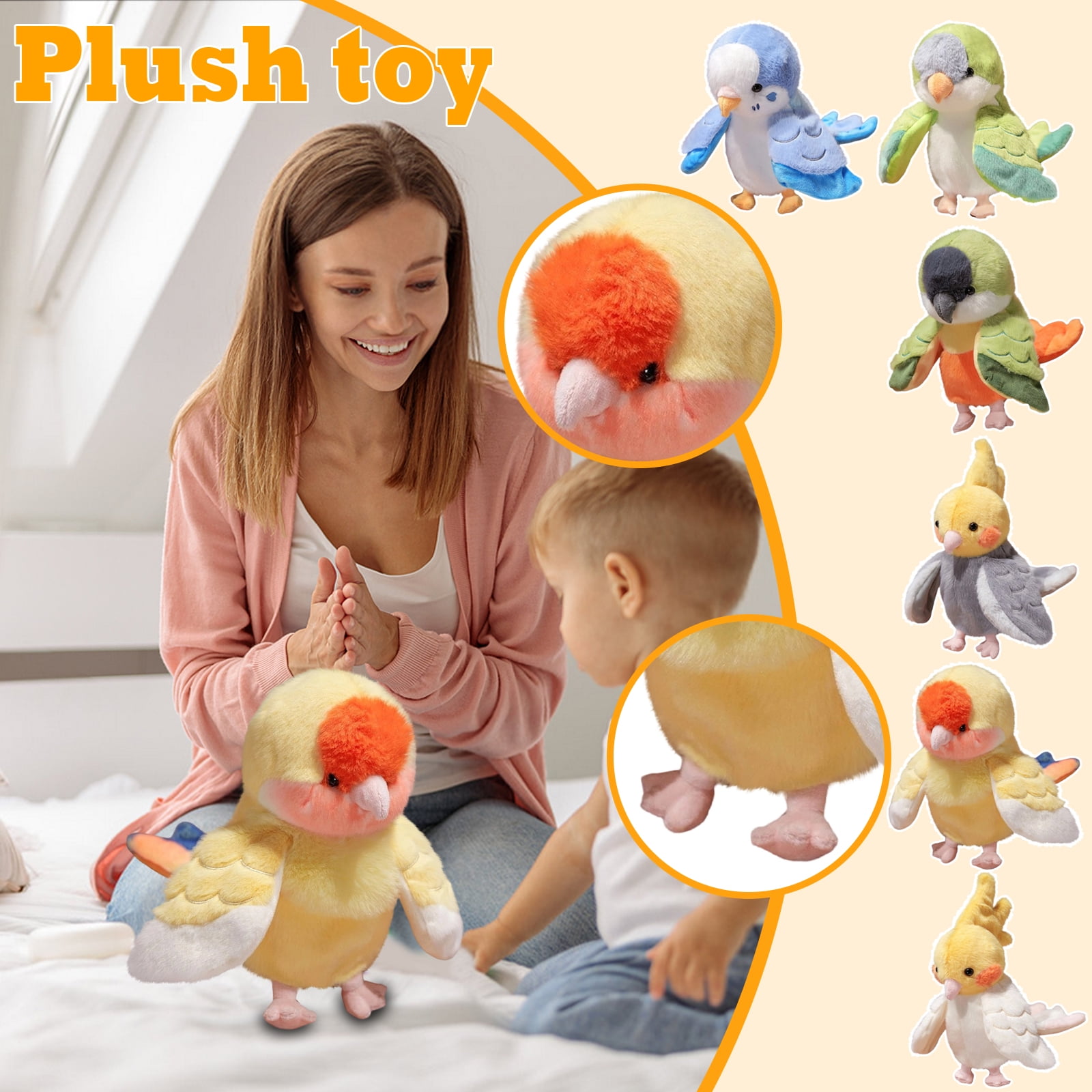 Plush Parrot Hand Puppet for Kids Soft Bird Puppet Playtime Animal ...