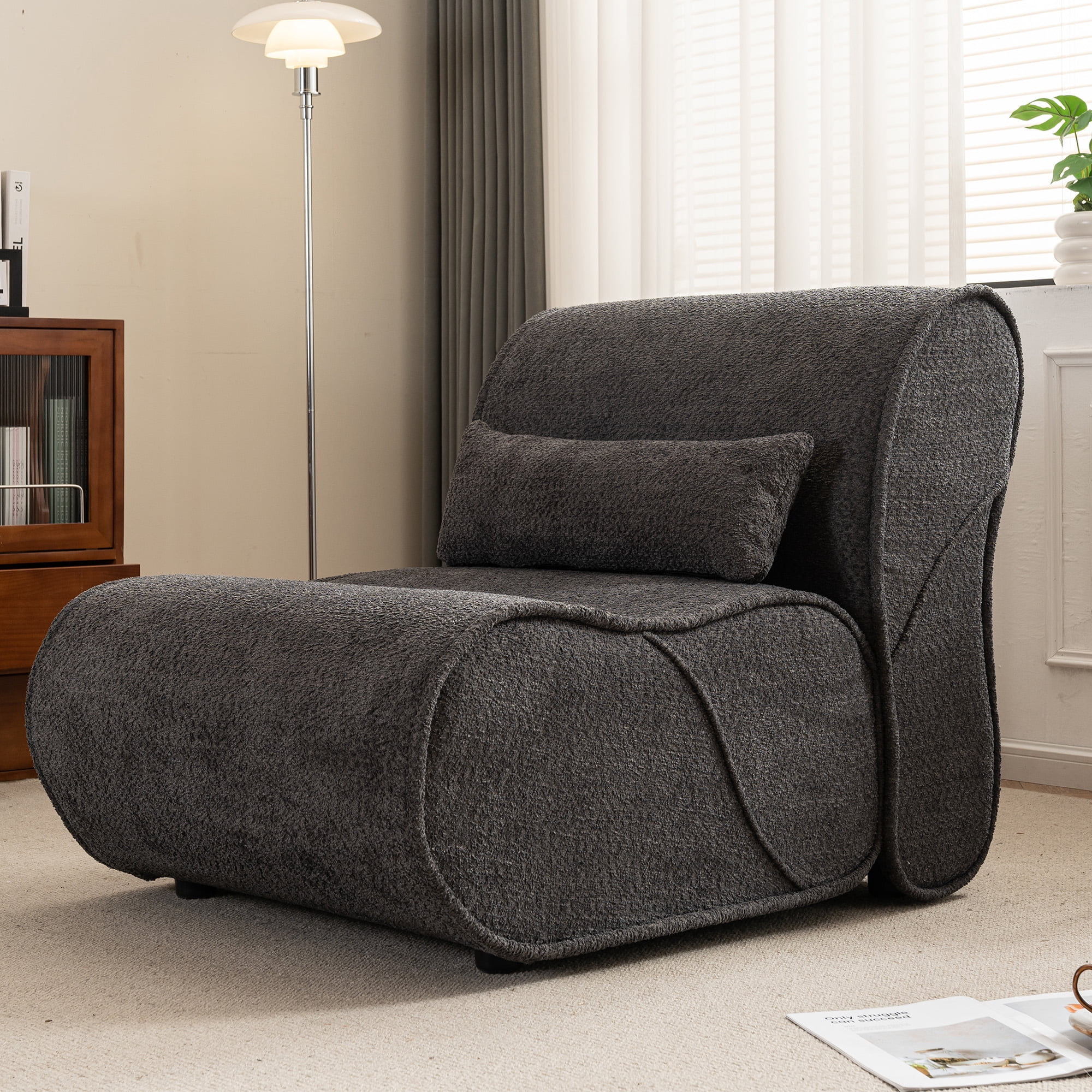 Plush Pellet Velvet Recliner - Ergonomic Lounge Chair with Lumbar ...