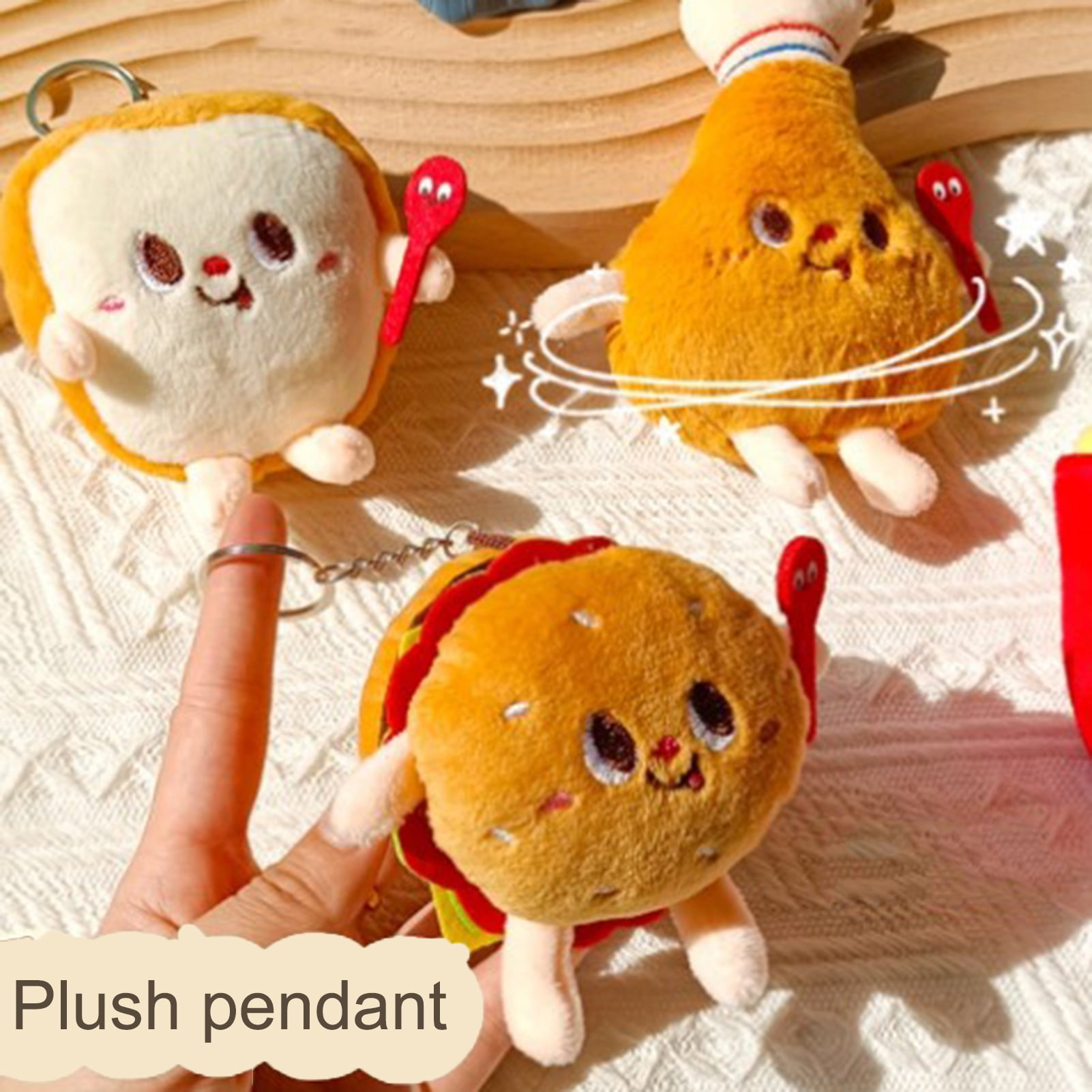 Plush Pendant Lovely Hamburger French Fries Plush Toy Ornament Soft ...