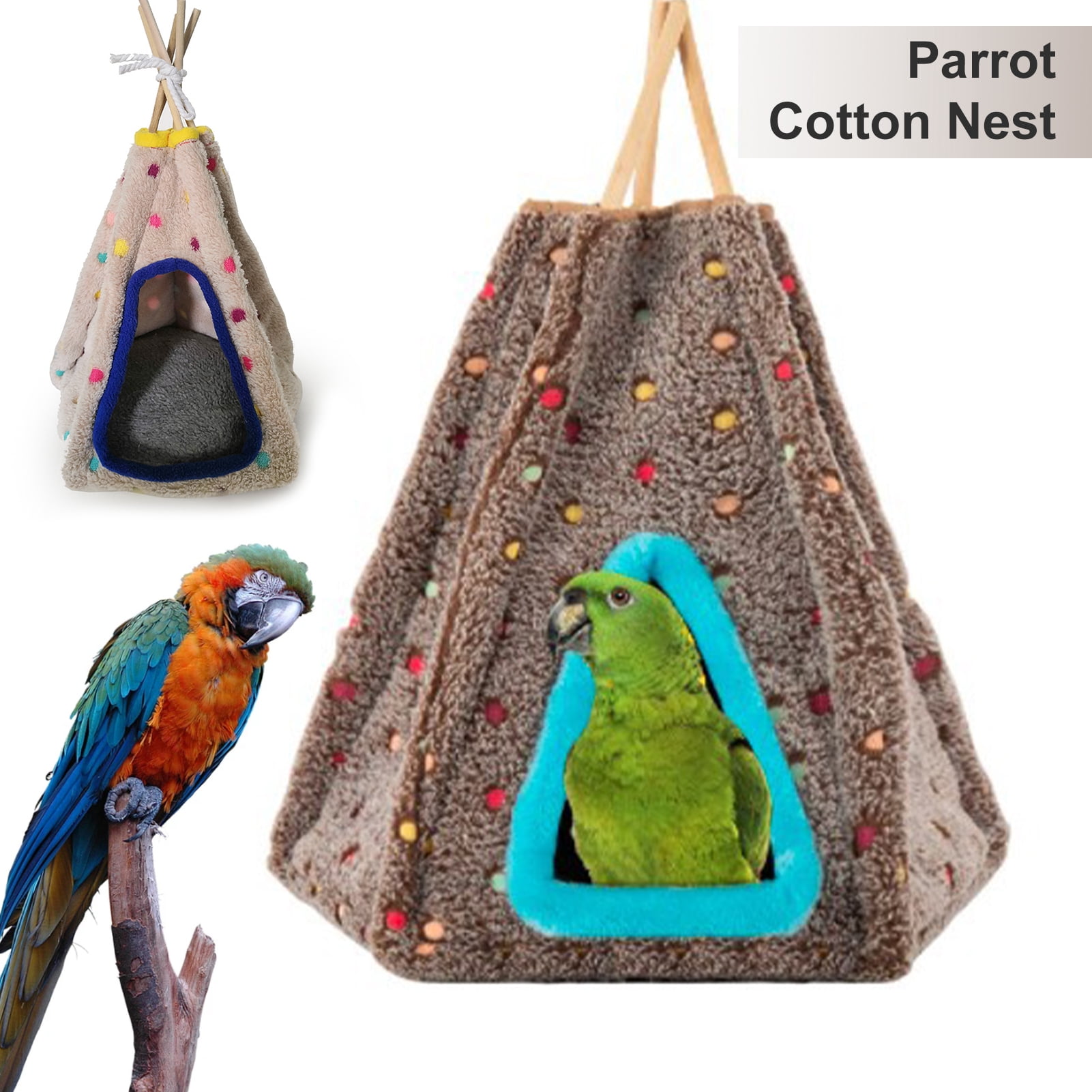 Plush Pet Bird Hut Nest Hammock Hanging Cage Warm Nest Happy Snuggle ...