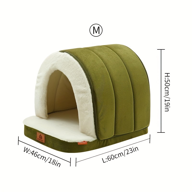 Plush Pet House for Small Dogs & Cats - Gray/White Detachable Design ...