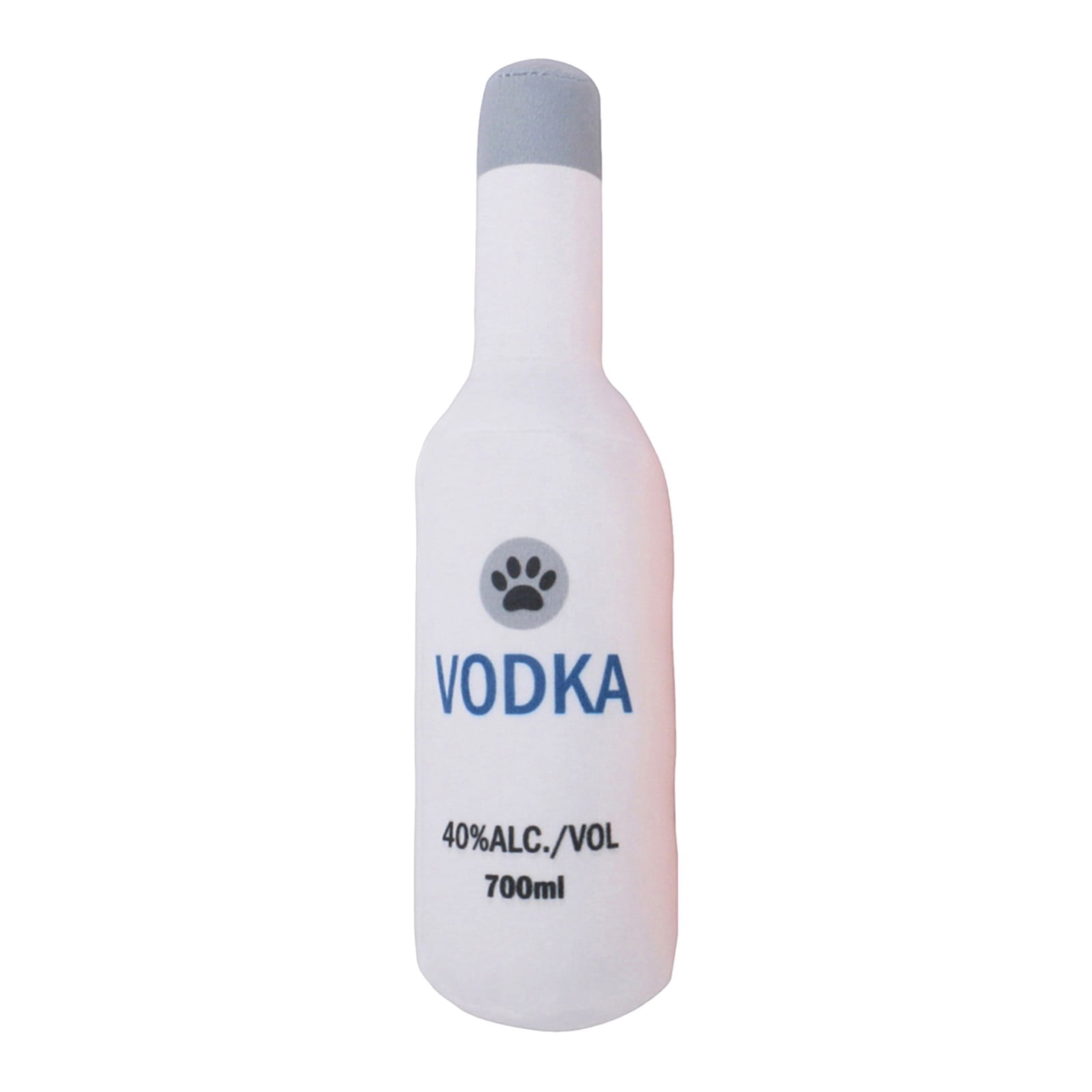 Plush Pet Toy Vodka Bottle Design - Soft White Stuffed Dog Toy With Paw ...