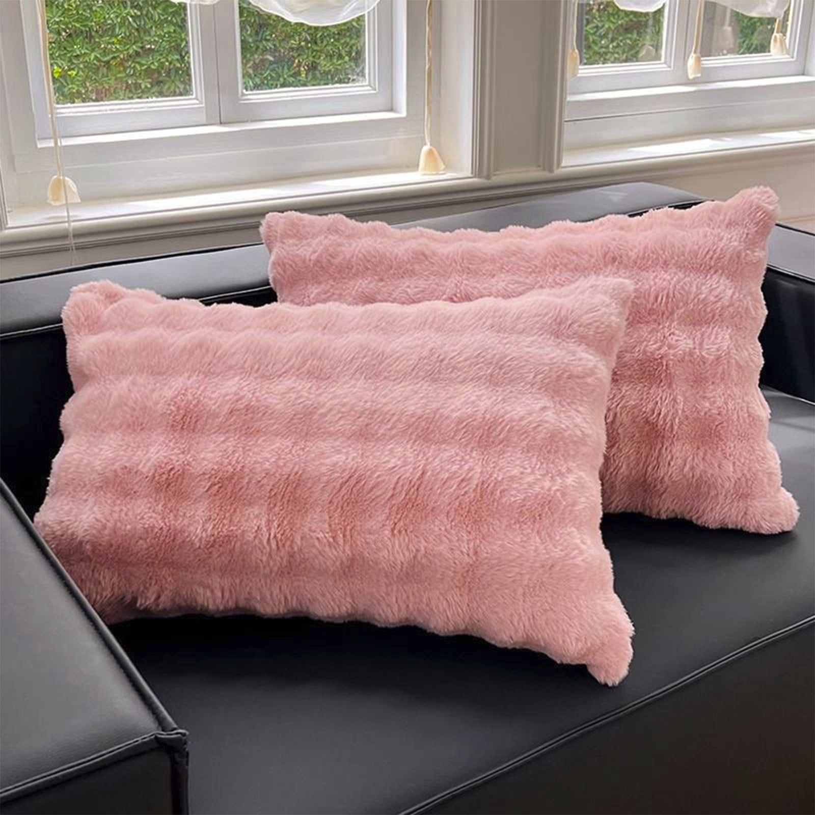 Plush Pillow Cover, Luxurious Soft Fuzzy Pillow Case Standard Size with ...