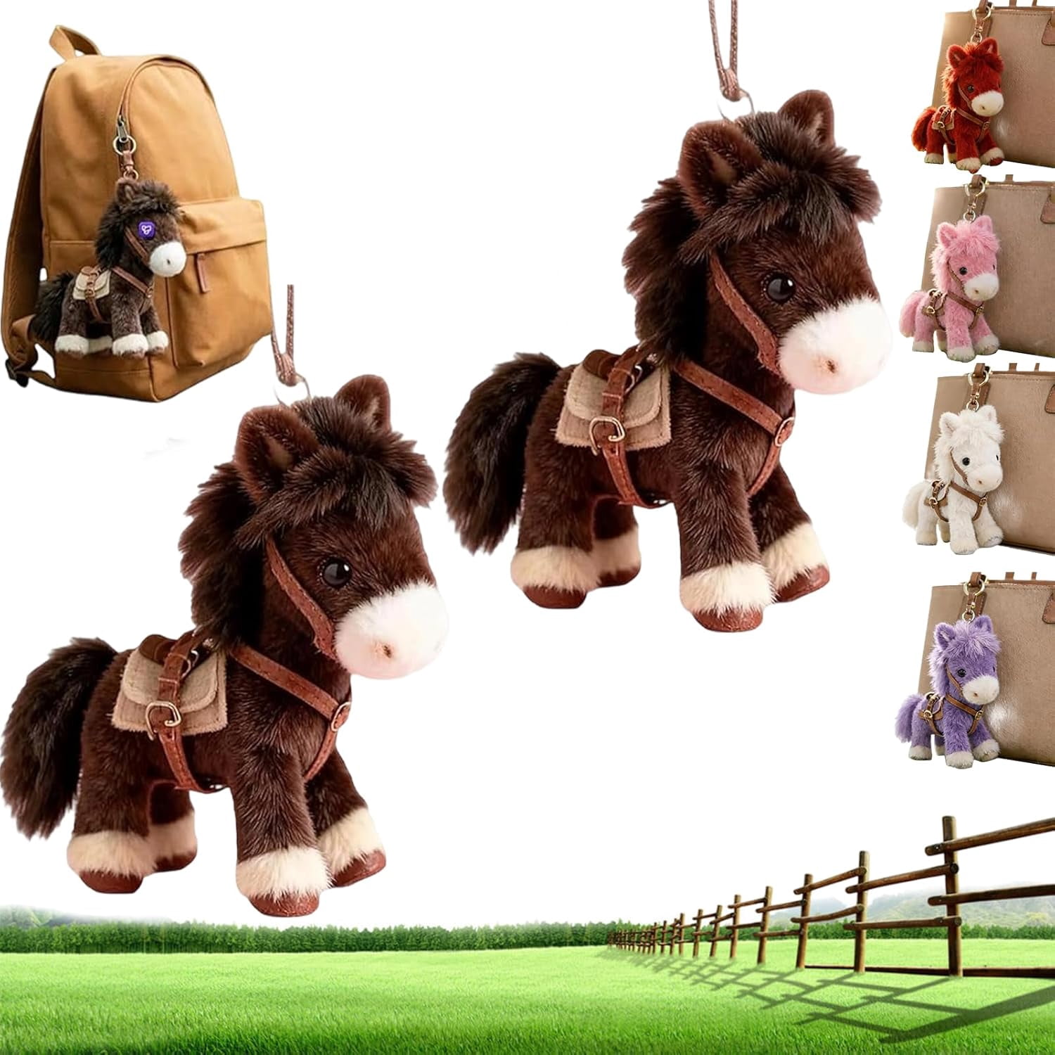 Plush Pony Bag Charm and Keychain, 2026 Horse New Year Lucky Horse ...
