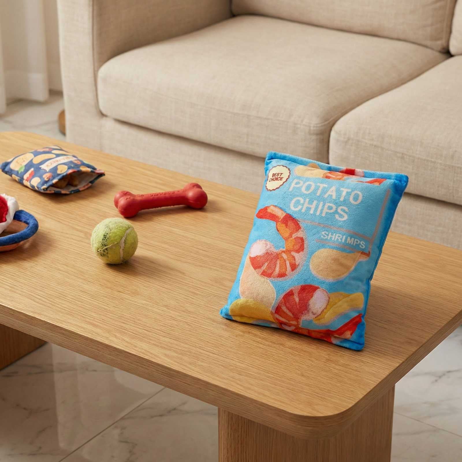 Plush Potato Chip Bag Dog Chew Toys for Pets, Assorted Colors, and Soft ...