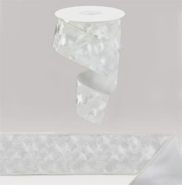 Plush Pressed Velvet Wired Ribbon : White - 2.5 Inches x 10 Yards (30 ...