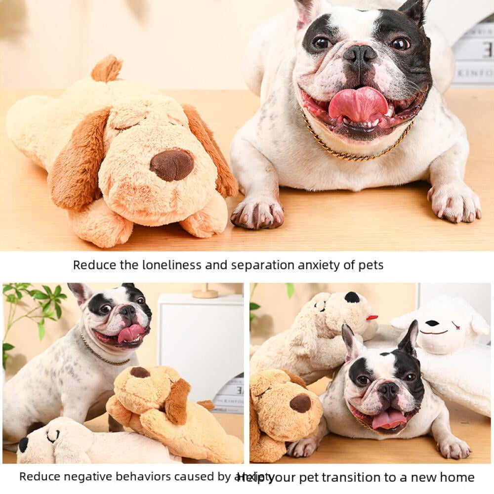 Plush Puppy Snuggle Anxiety Relief Chewing Dog Toy Heartbeat Training ...