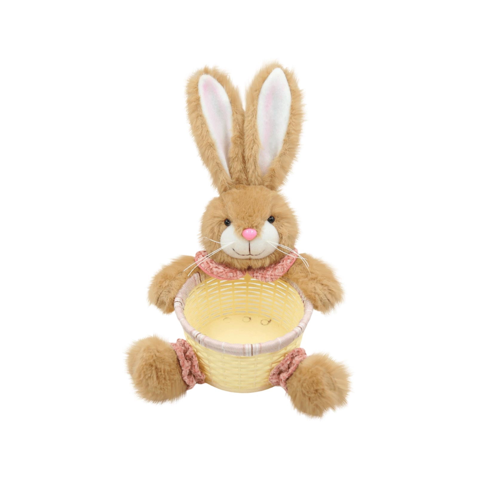 Plush Rabbit Basket Holder Soft Stuffed Animal Bunny Doll with Woven ...