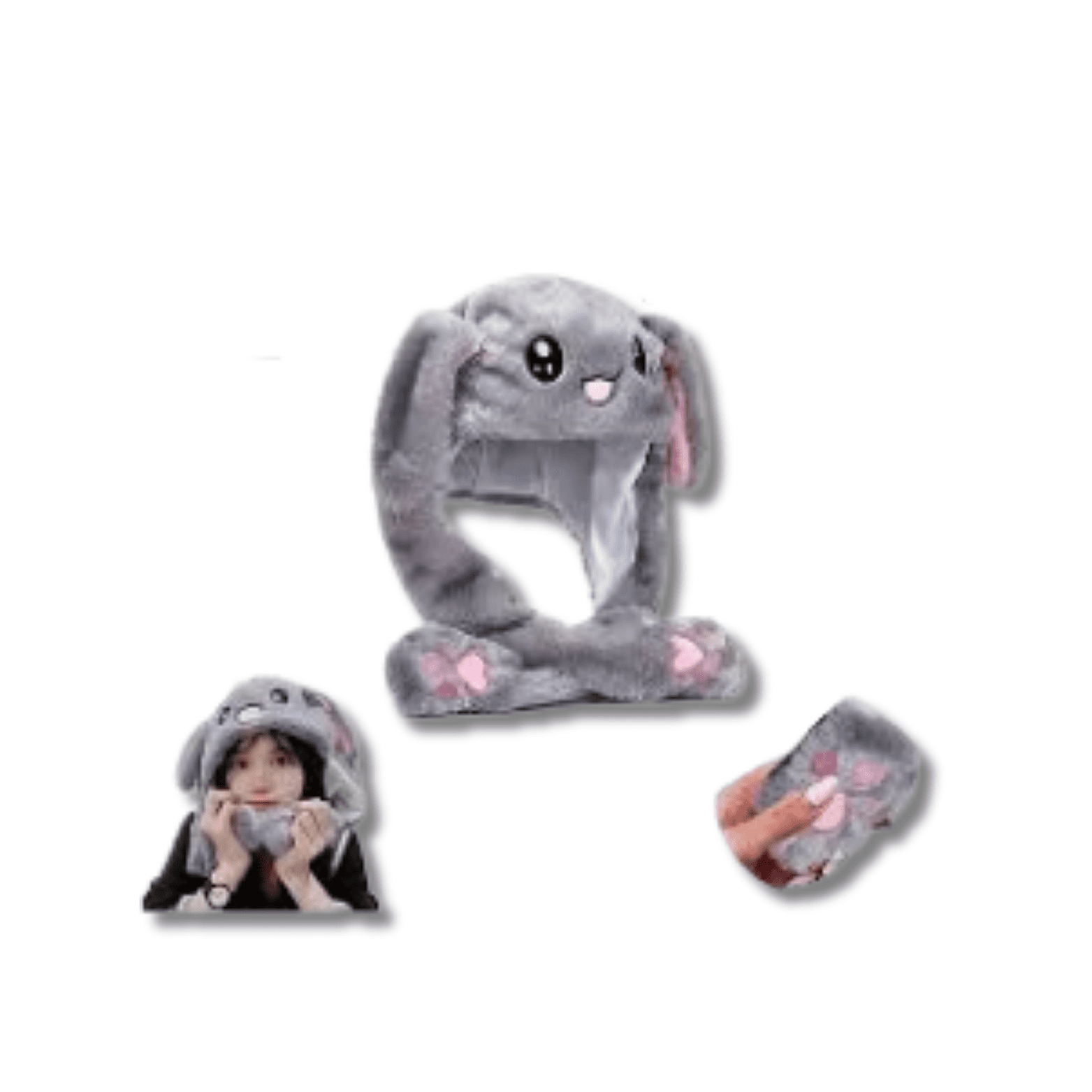 Plush Rabbit Hat with Moving Ears - Soft Bunny Ear Flap Hat - Walmart.com