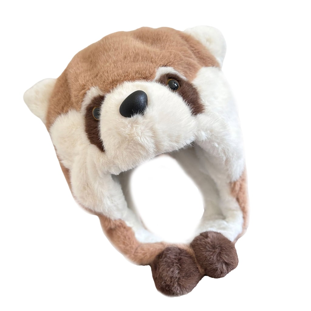 Plush Raccoon Hat Warm Earflap Caps Girl Outdoor Activity Skiing Hiking ...