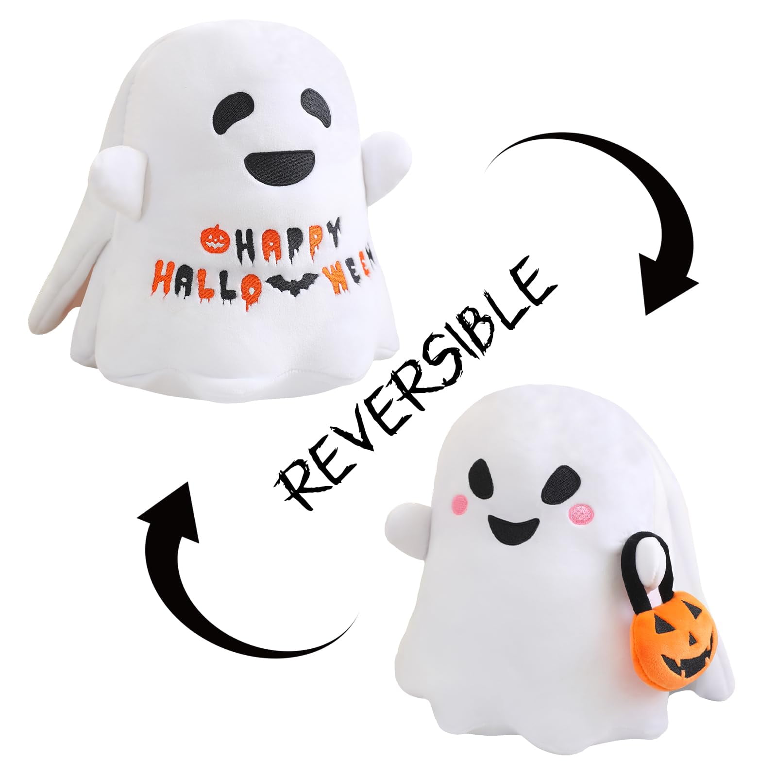 Plush Reversible Ghost Plushie - Cheer + Funny - Cute Sensory Stuffed ...