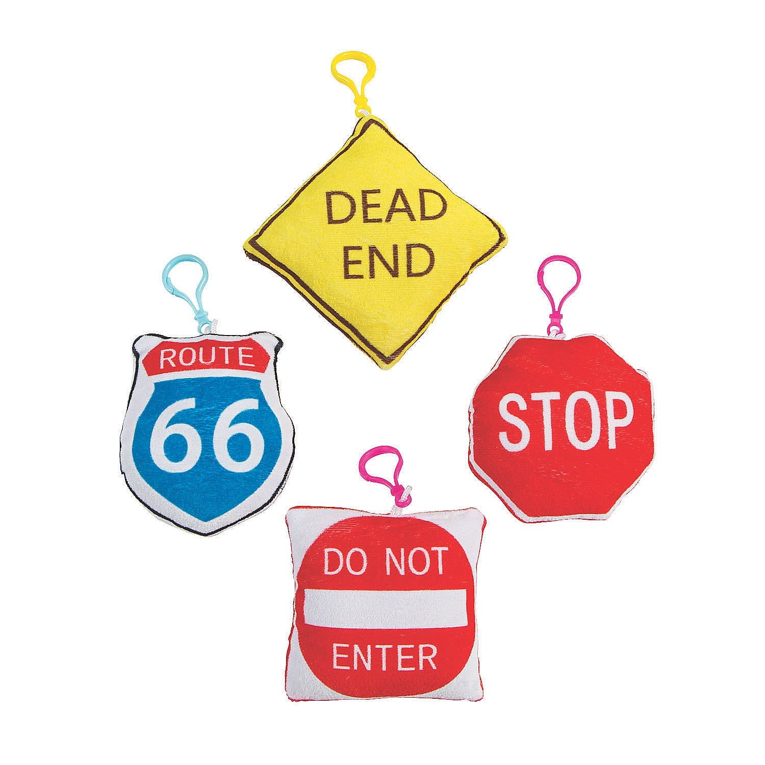 Plush Road Sign Backpack Clip Keychains, Birthday, Accessories, 12 Pcs ...