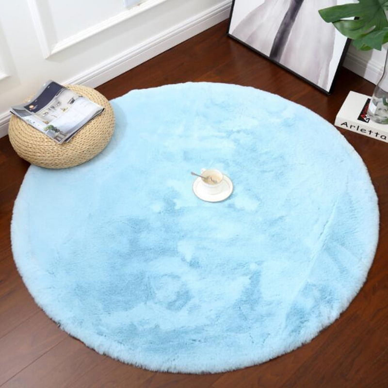 Plush Round Carpet Rug for Living Room Faux Fur Large Rugs Home Soft ...