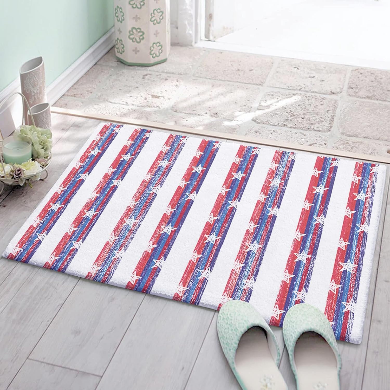 Plush Rug Non Slip Bath Mat, 4th of July Soft Shaggy Long Fur Fuzzy ...