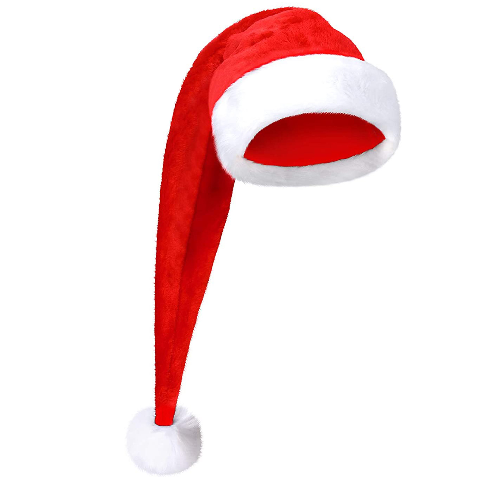 Plush Santa Hat Long Christmas Hat Christmas Party Hat Headdress Party ...