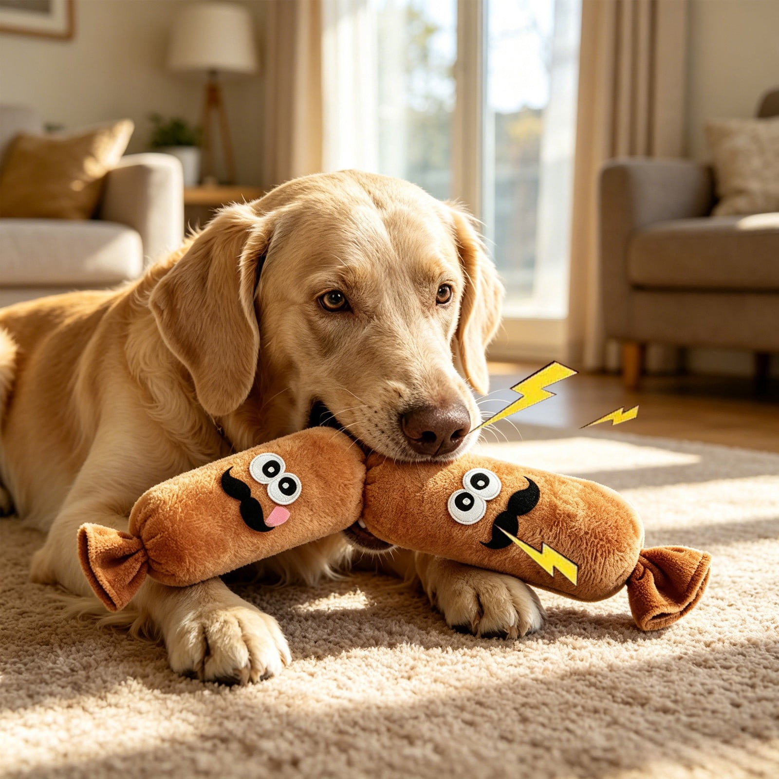 Plush Sausage Squeaky Dog Toy, Cute Stuffed Hot Dog Chew Toy for ...