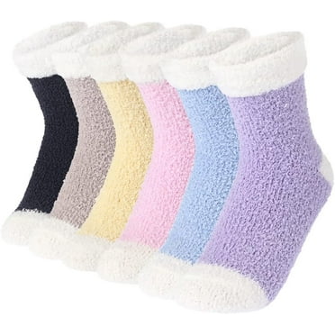 5 Pairs Fuzzy Socks for Women Soft Cozy Winter Warm Socks Fluffy Socks ...