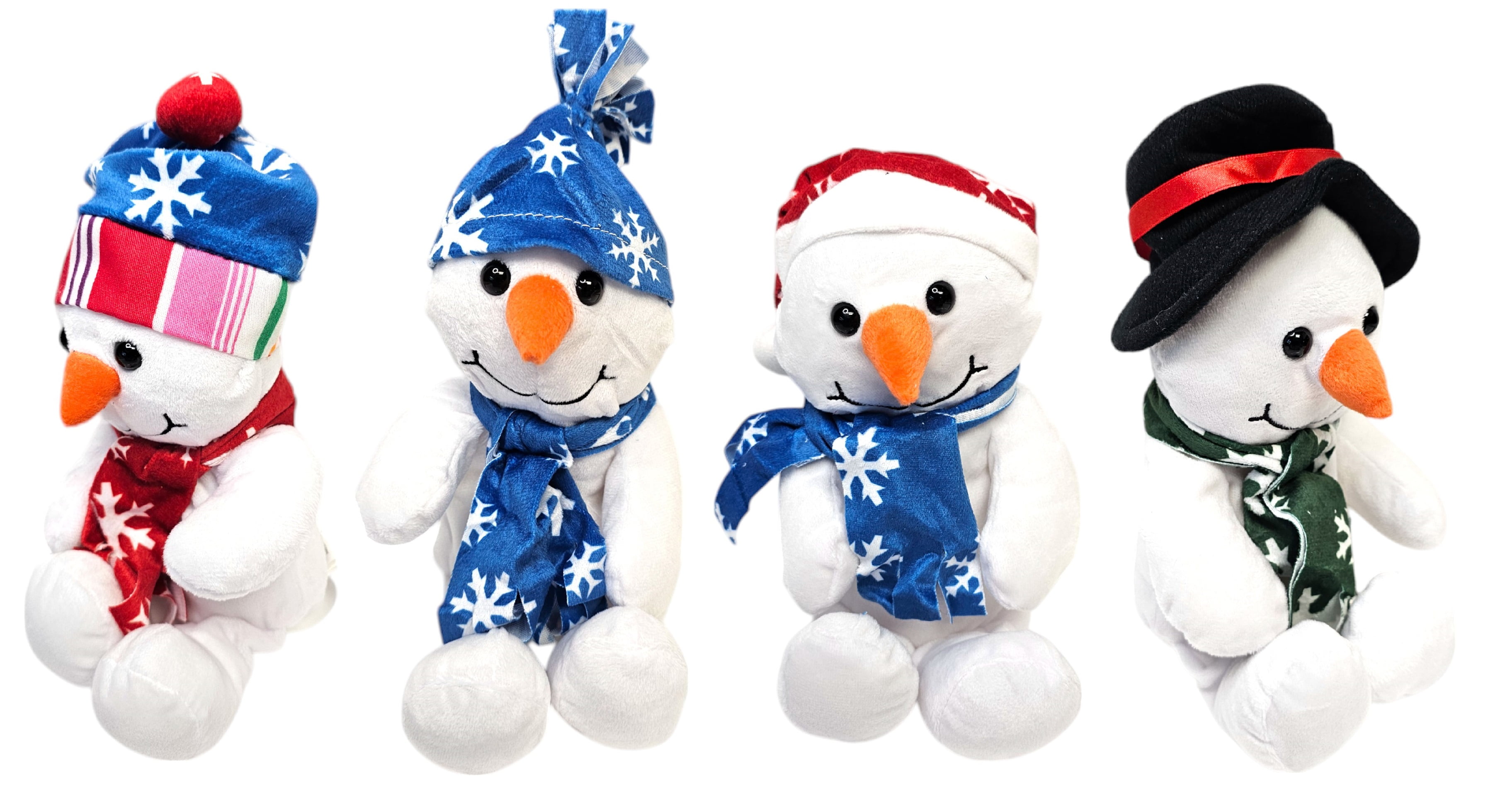 Plush Snowman (4 Pack) (10 Inch) Stuffed Christmas Toy Perfect for ...