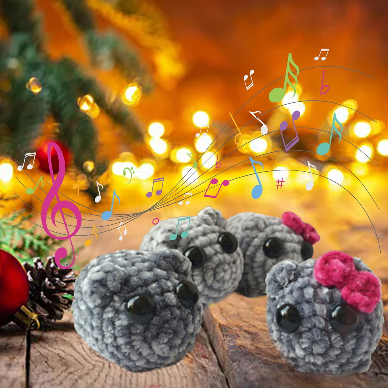 Plush with Sound and Keychain, Cute Handmade Knitted Sad Hamster ...