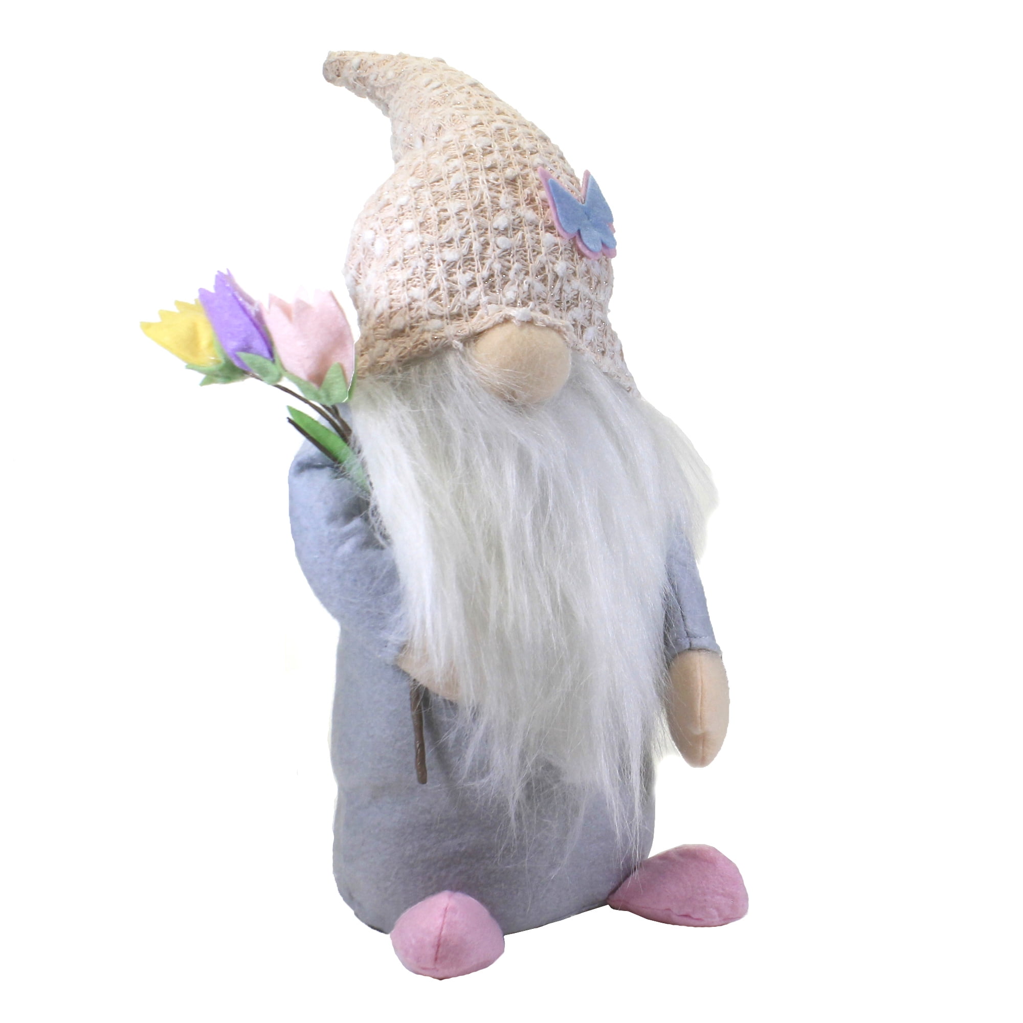 Plush Spring Gnome With Tulips Fabric Flowers Butterfly 9741078 ...