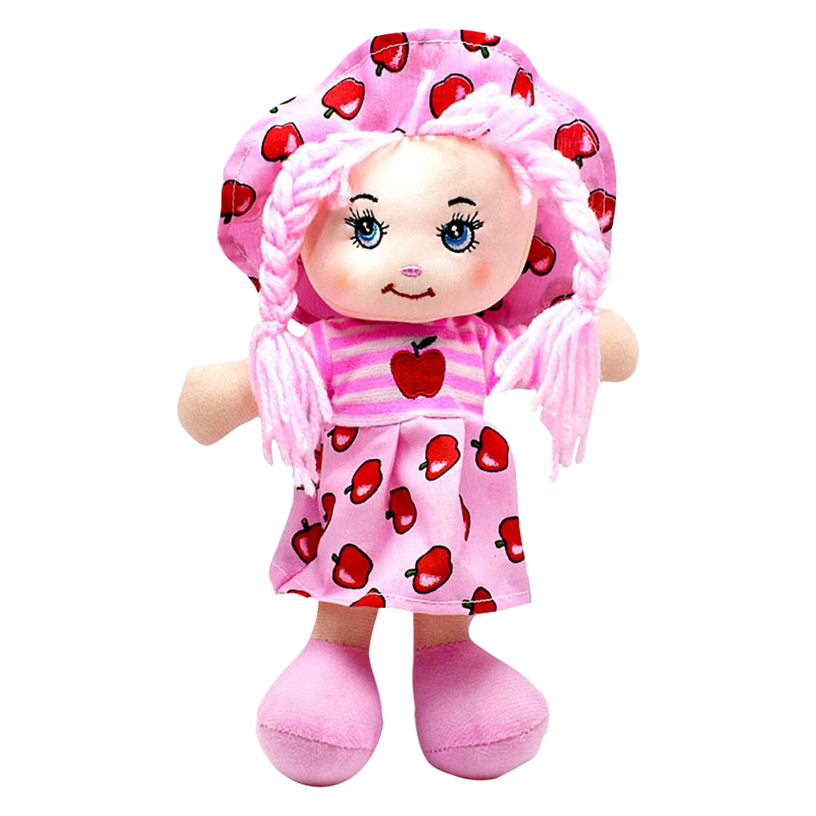 Plush Strawberry Girl Doll with Red Braided Hair, Soft Stuffed Rag Doll ...